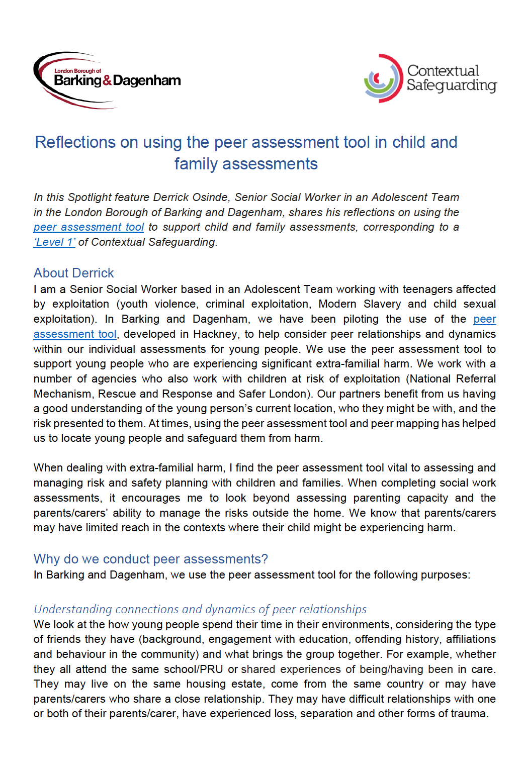 SPOTLIGHT 4 : Working with peer relationships in safeguarding work with ...