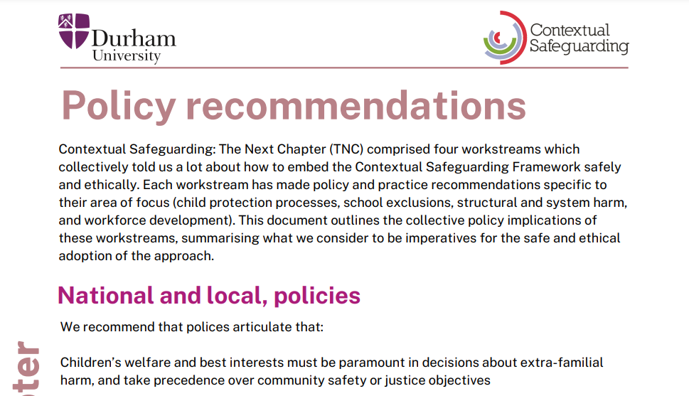 The Next Chapter | Contextual Safeguarding